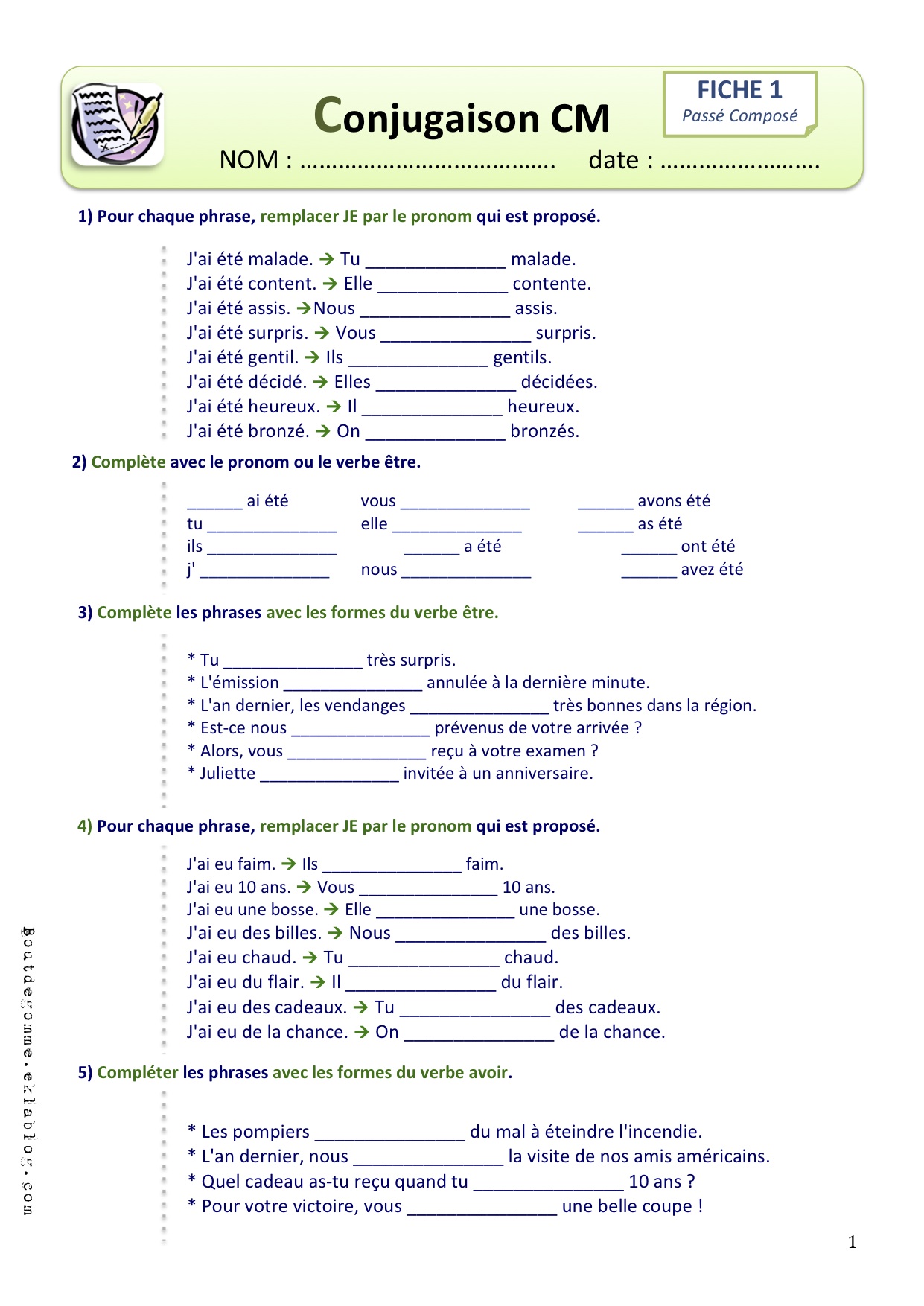 Fiches Conjugaison Bout De Gomme