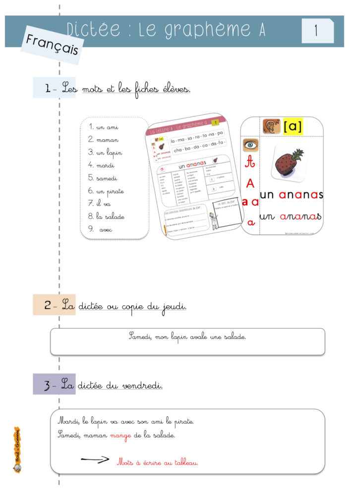 dictée CE1 | Bout de Gomme