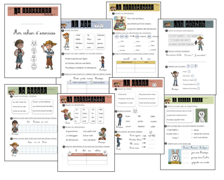 Exercices grammaire CE1: livret période 1 | Bout de Gomme