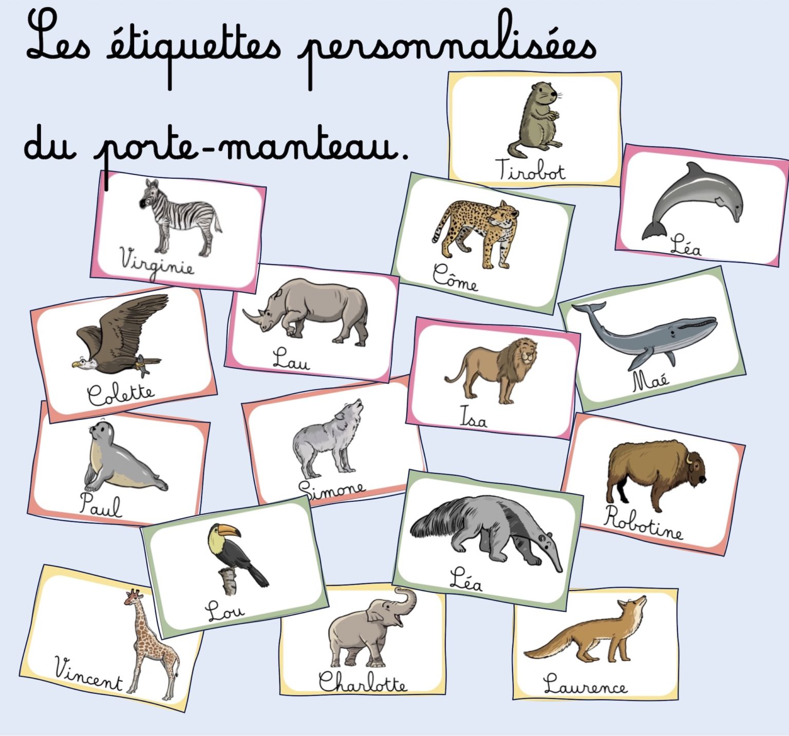 Étiquettes animaux pour porte-manteaux | Bout de Gomme