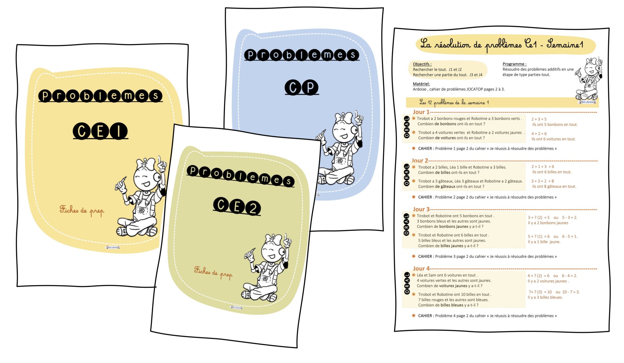 Les 10 problèmes de la semaine en CP CE1 et CE2 | Bout de Gomme